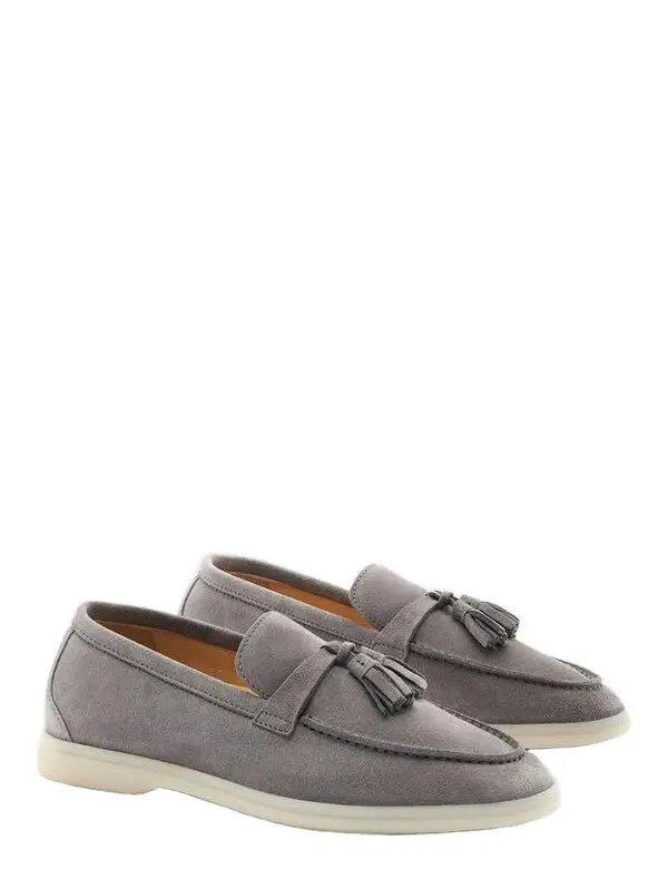 SCAROSSO Tassel Loafer - Grey - Suede
