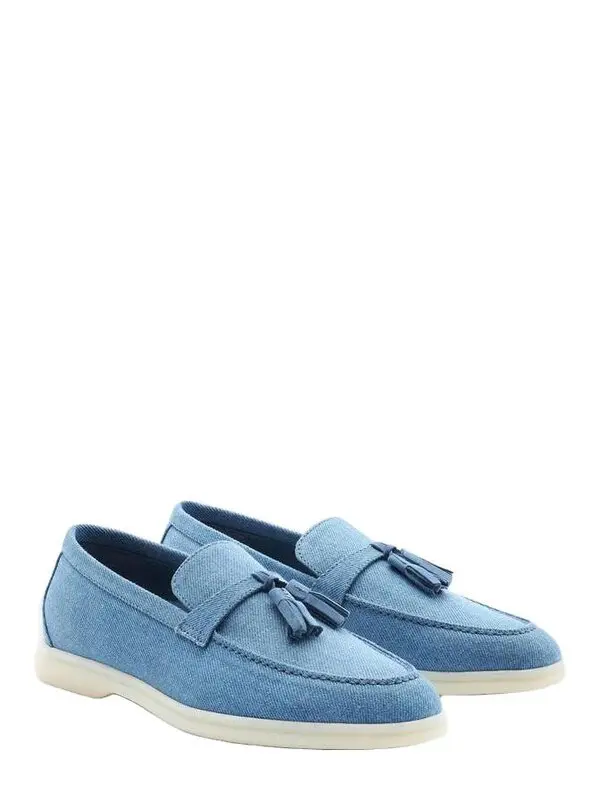 SCAROSSO Leandra Tassel Loafers - Light Blue - Denim