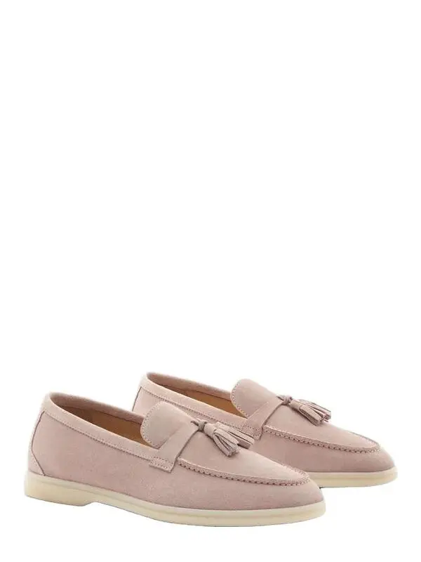 SCAROSSO Tassel Loafers - Pink - Suede