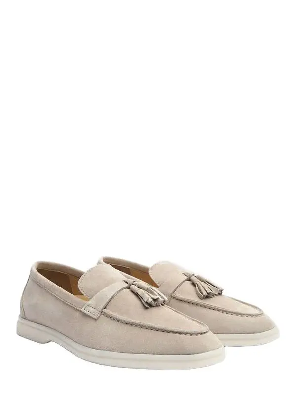 SCAROSSO Leandra Tassel Loafers - Sand - Suede