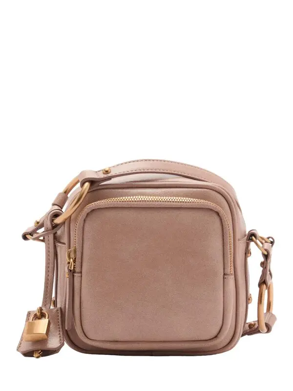 Mango Faux Leather Square Crossbody Bag - Pale Pink