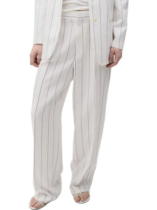 Mango Striped Suit Pants - White