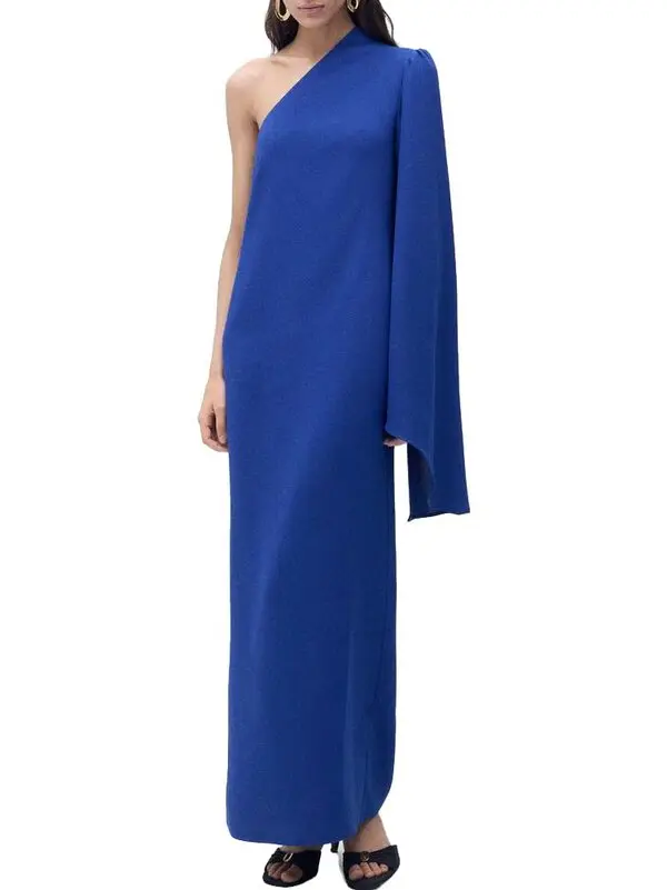 Mango Long Flared Sleeve Column Dress - Blue