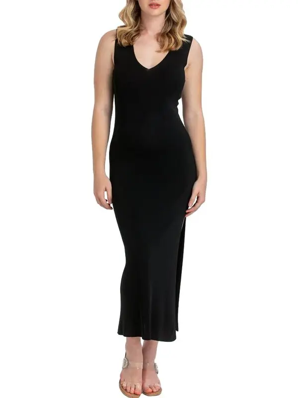 PIETRO BRUNELLI Rib Sleeveless Maternity Midi Sweater Dress - Black