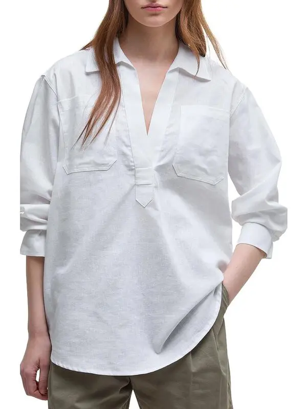 Barbour Cecile Cotton-linen Shirt - White