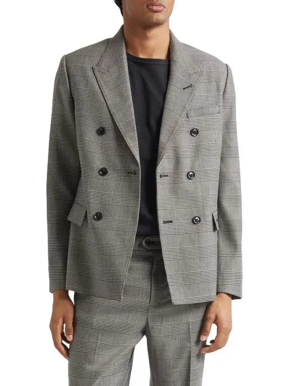 MIDNIGHT RODEO Double-breasted Blazer - Gray Houndstooth
