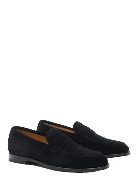 SCAROSSO Stefano Penny Loafers - Black - Suede