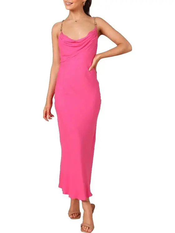 PETAL & PUP Khaleesi Open Back Cotton Blend Slip Midi Dress - Pink