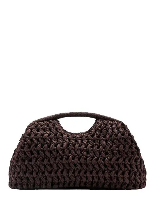Mango Natural Fiber Frame Clutch - Chocolate