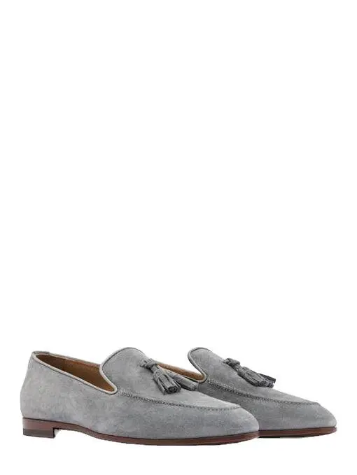 SCAROSSO Flavio Tassel Loafers - Grey - Suede