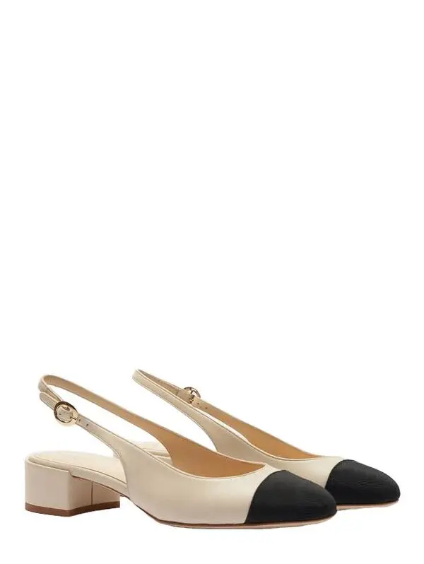SCAROSSO Coco Tweed Slingback Pumps - White Edit - Calf