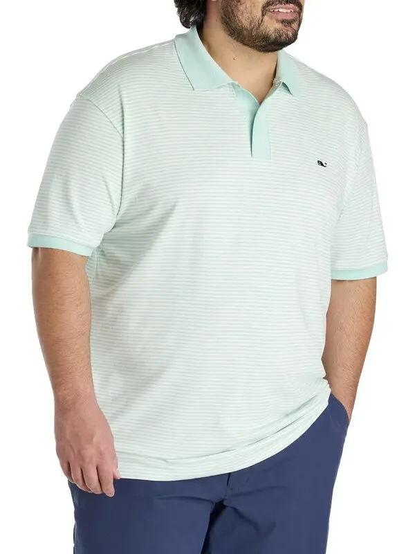 Vineyard Vines Big & Tall Edgartown Pique Polo Shirt - Aqua Haze