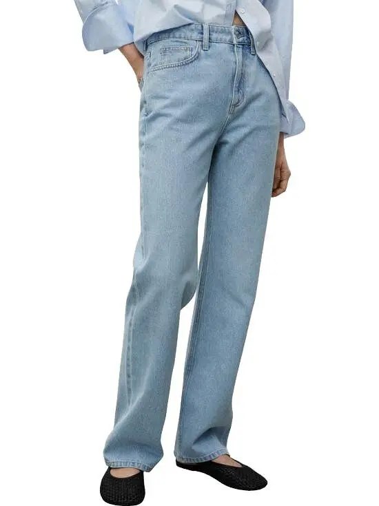 Mango Matilda Mid-rise Straight-leg Jeans - Light Blue