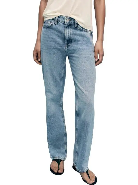 Mango Matilda Mid-rise Straight-leg Jeans - Medium Blue