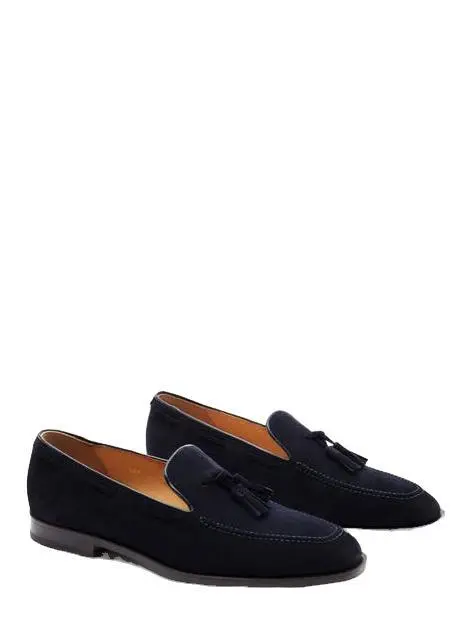 SCAROSSO Duccio Tassel Loafers - Dark Blue Suede