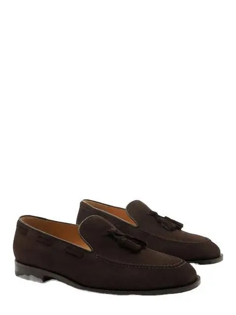 SCAROSSO Duccio Tassel Loafers - Dark Brown Suede