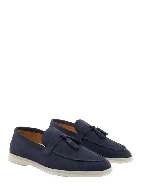 SCAROSSO Leandro Tassel Loafers - Blue - Suede