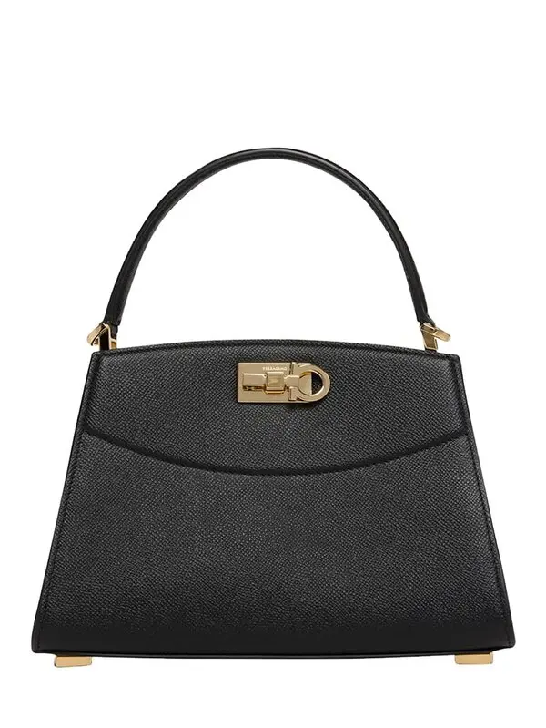 FERRAGAMO Small Box Leather Top-handle Bag - Nero