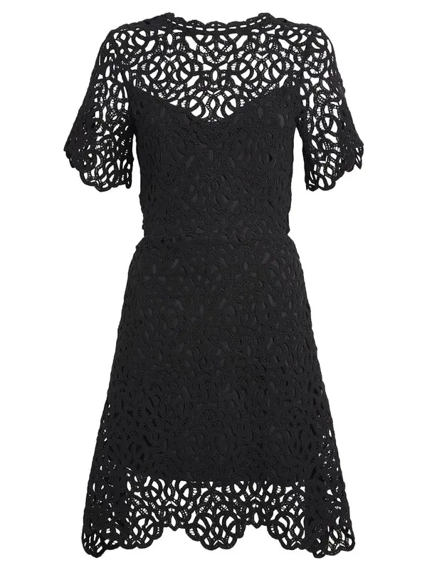 Maje Cotton Crochet Mini Dress - Black