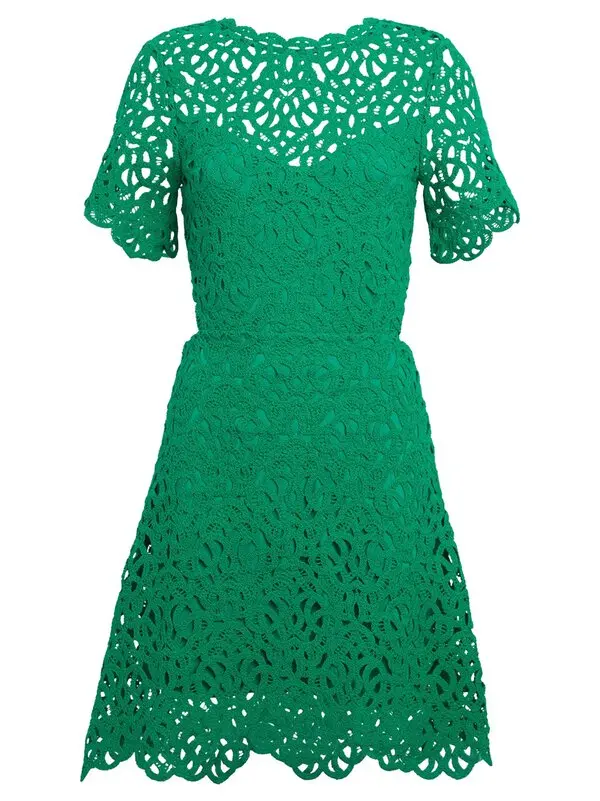 Maje Cotton Crochet Mini Dress - Green