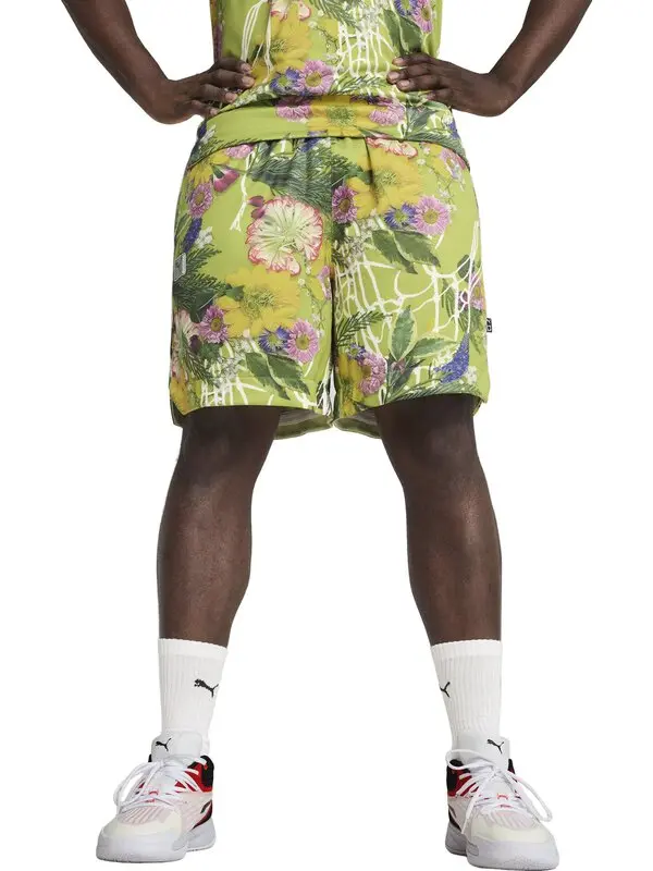 PUMA Floral Basketball Shorts - Green