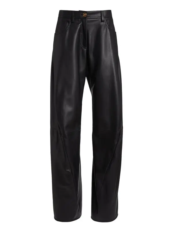 Versace La Vacanza Leather Straight-leg Pants - Black