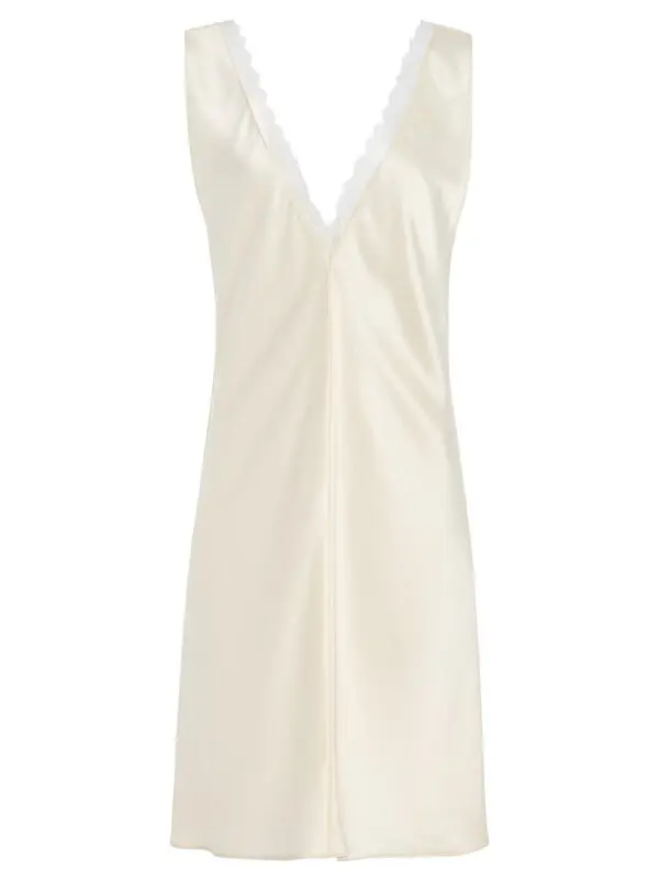 LESET Barb Lace-trimmed Satin Mini Dress - Ivory