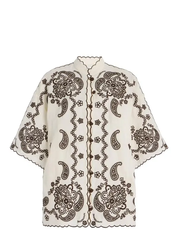 Zimmermann Ascension Embroidered Linen Shirt - White