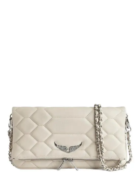 Zadig&Voltaire Rock Quilted Leather Clutch - White