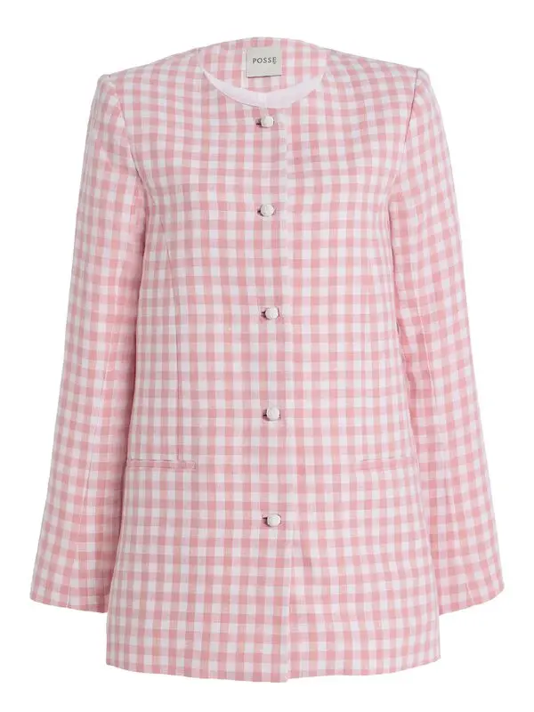 Posse Riviera Rio Checked Linen Jacket - Pink