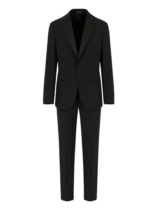 Giorgio Armani Pure Wool, Half-canvassed, Slim-fit Tuxedo From The Soho Line - Black