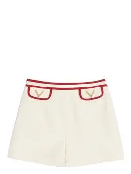 Valentino Garavani Crepe Couture Shorts With V Gold - Red