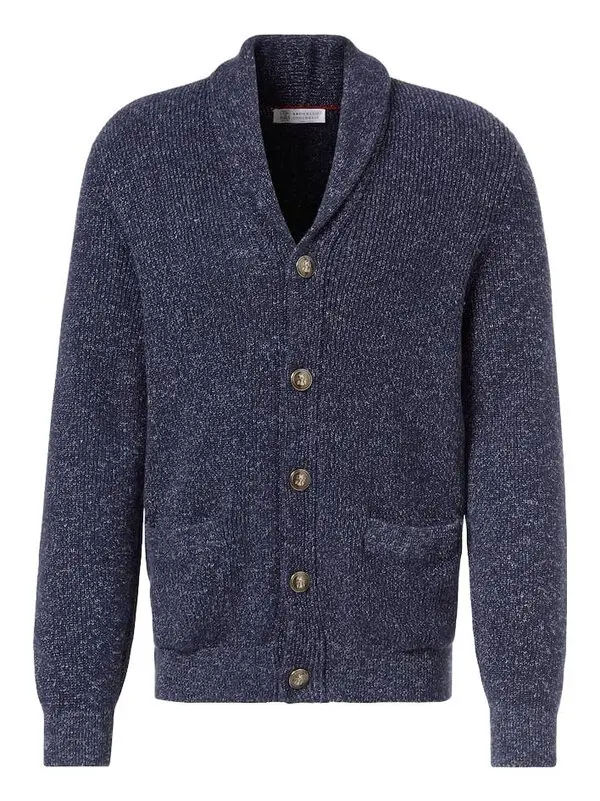 Brunello Cucinelli Cotton And Linen Cardigan - Blue
