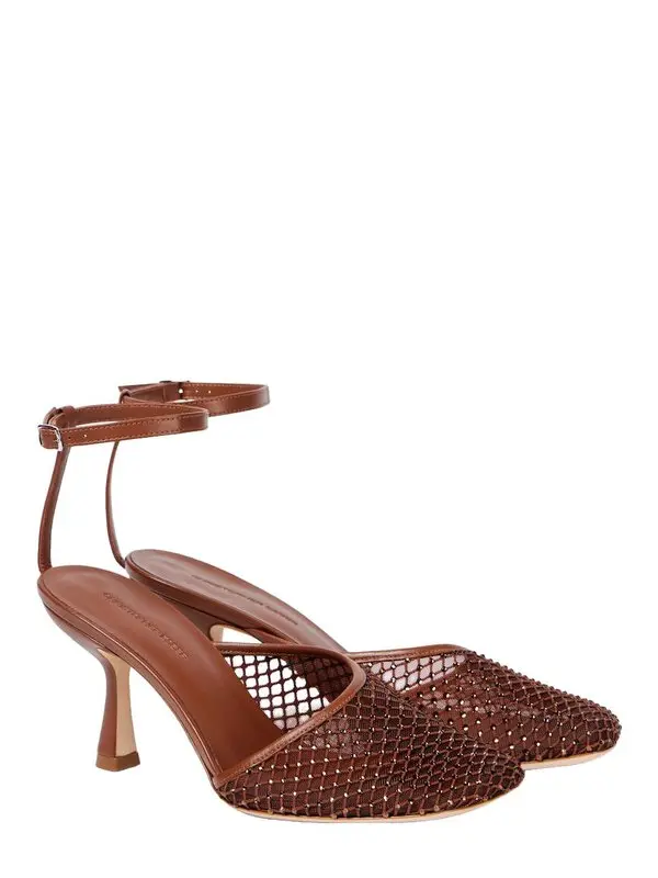 Christopher Esber Minette Crystal-embellished Mesh Pumps - Brown