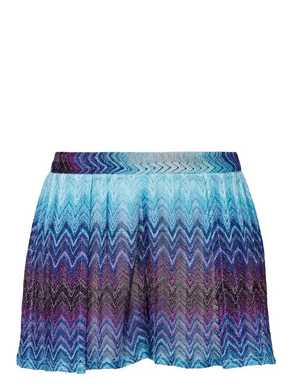 Missoni Zig Zag Lamé Wide-leg Shorts - Blue