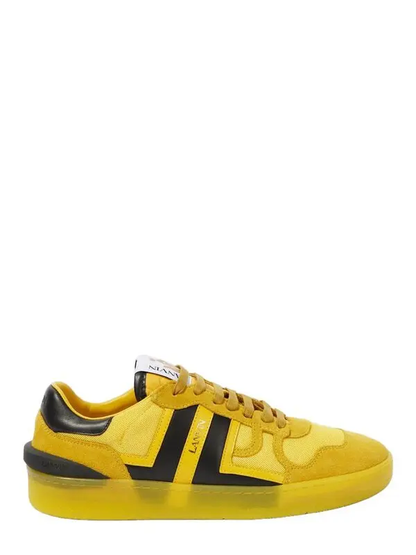 LANVIN Clay Leather-trimmed Sneakers - Yellow