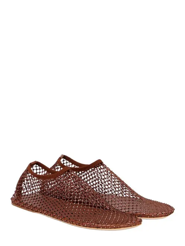 Christopher Esber Minette Crystal-embellished Mesh Flats - Brown
