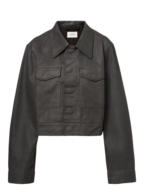 LEMAIRE Cropped Cotton Jacket - Brown