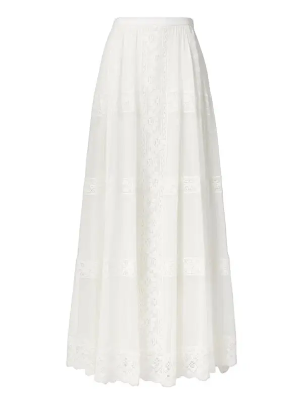 Ralph Lauren Malti Cotton And Silk Maxi Skirt - White