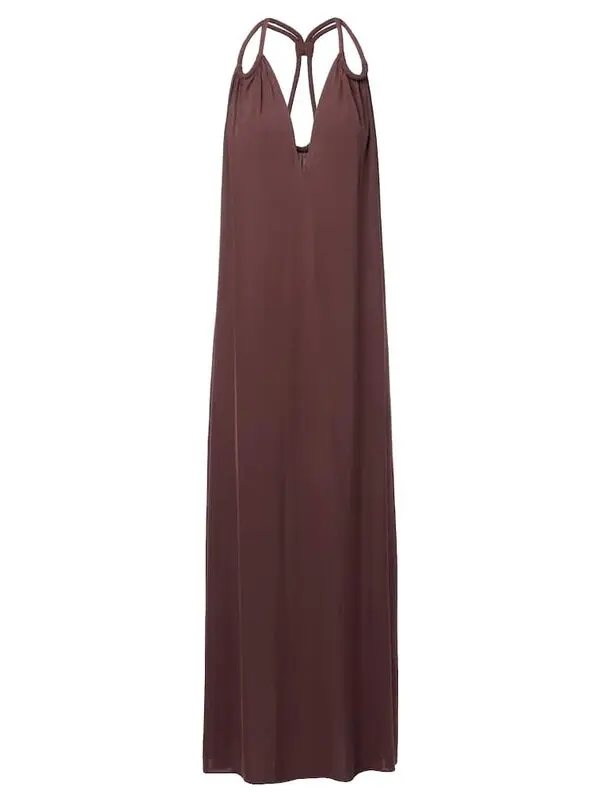 ADRIANA DEGREAS Satin Maxi Dress - Brown