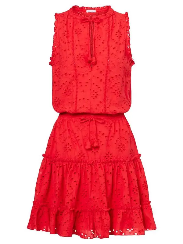 Poupette St Barth Clara Broderie Anglaise Cotton Minidress - Red