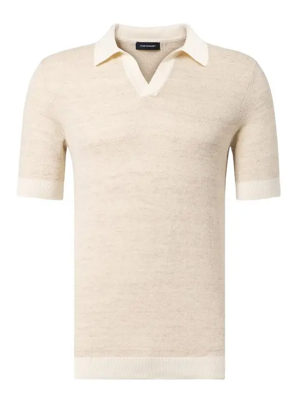 Thom Sweeney Cotton-blend Polo Shirt - Beige