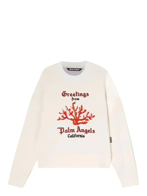 Palm Angels Coral Mix Knit Crewneck - White