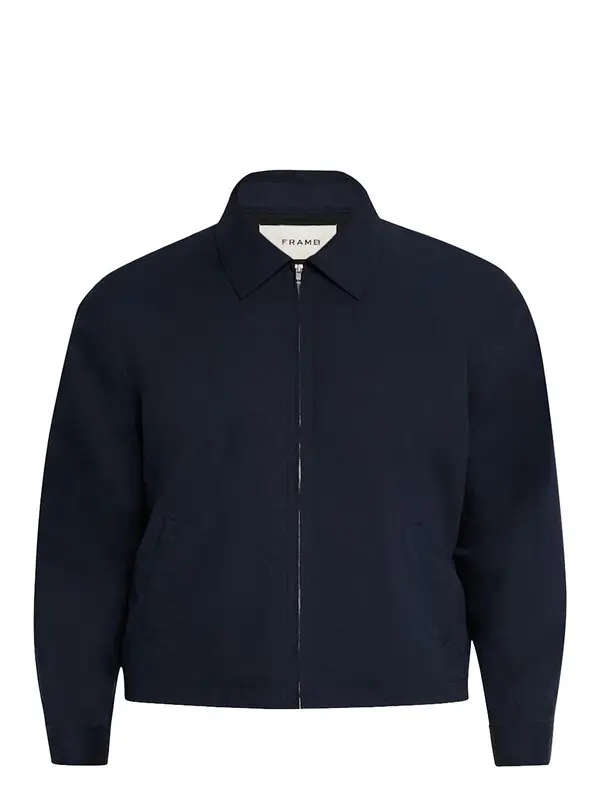 FRAME Zip-front Cotton Poplin Jacket - Dark Navy
