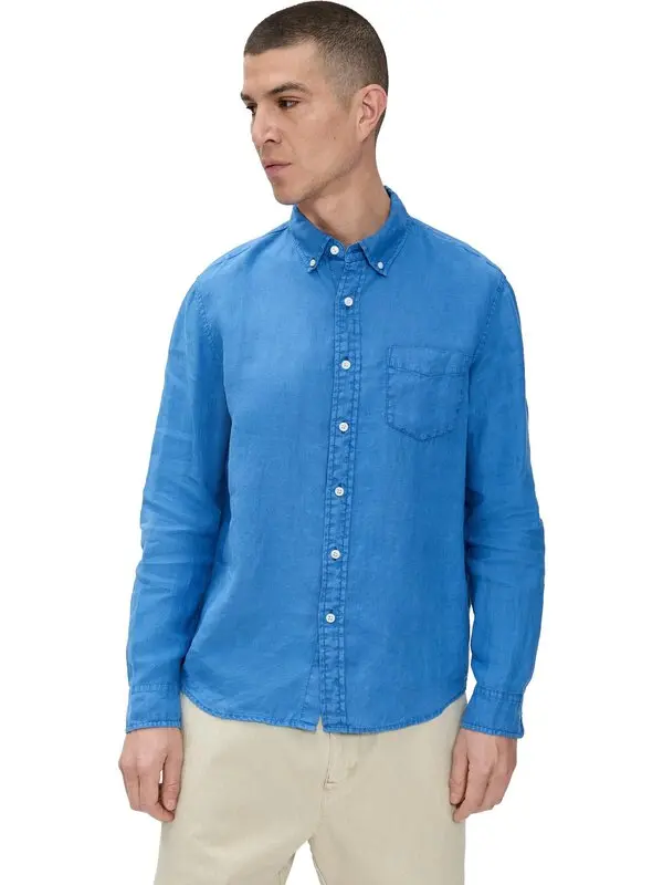 ALEX MILL Mill Shirt In Linen - Pool Blue