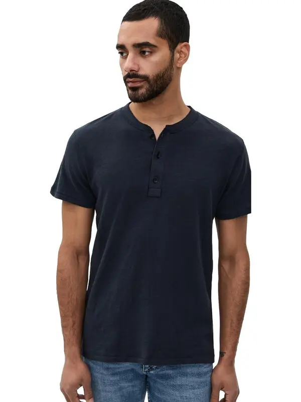 Rag & Bone Classic Short Sleeve Henley - Deep Navy