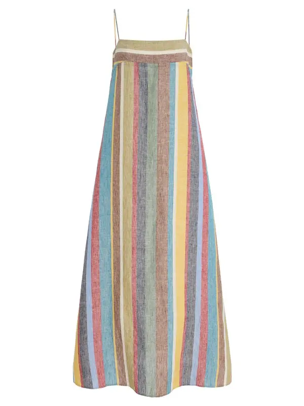 Staud Laura Linen Maxi Dress - Stripe