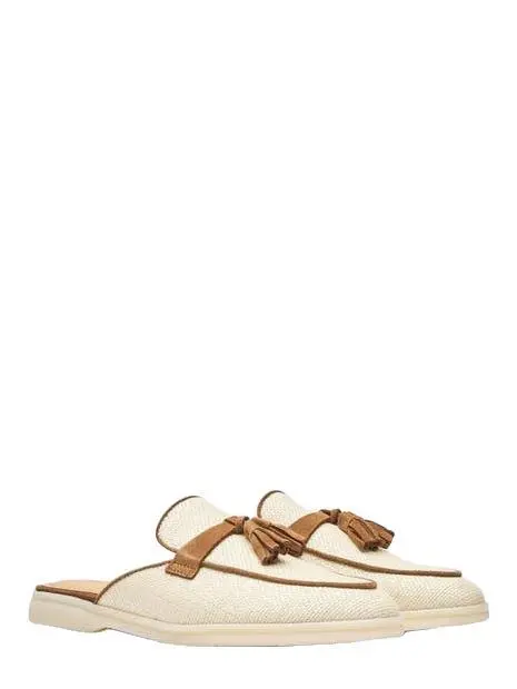 SCAROSSO Lucrezia Tassel Mules - Beige - Straw