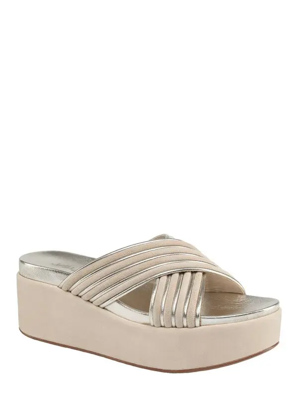 J/SLIDES NYC Quiana Platform Wedge Sandal - Sand Light Gold