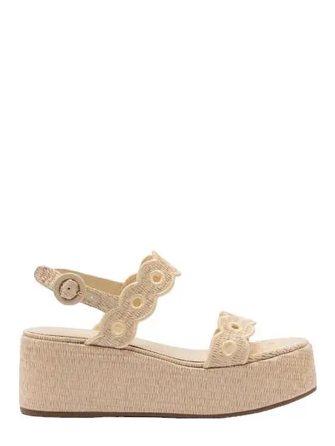 Larroude Florence Broderie Flatform - Natural